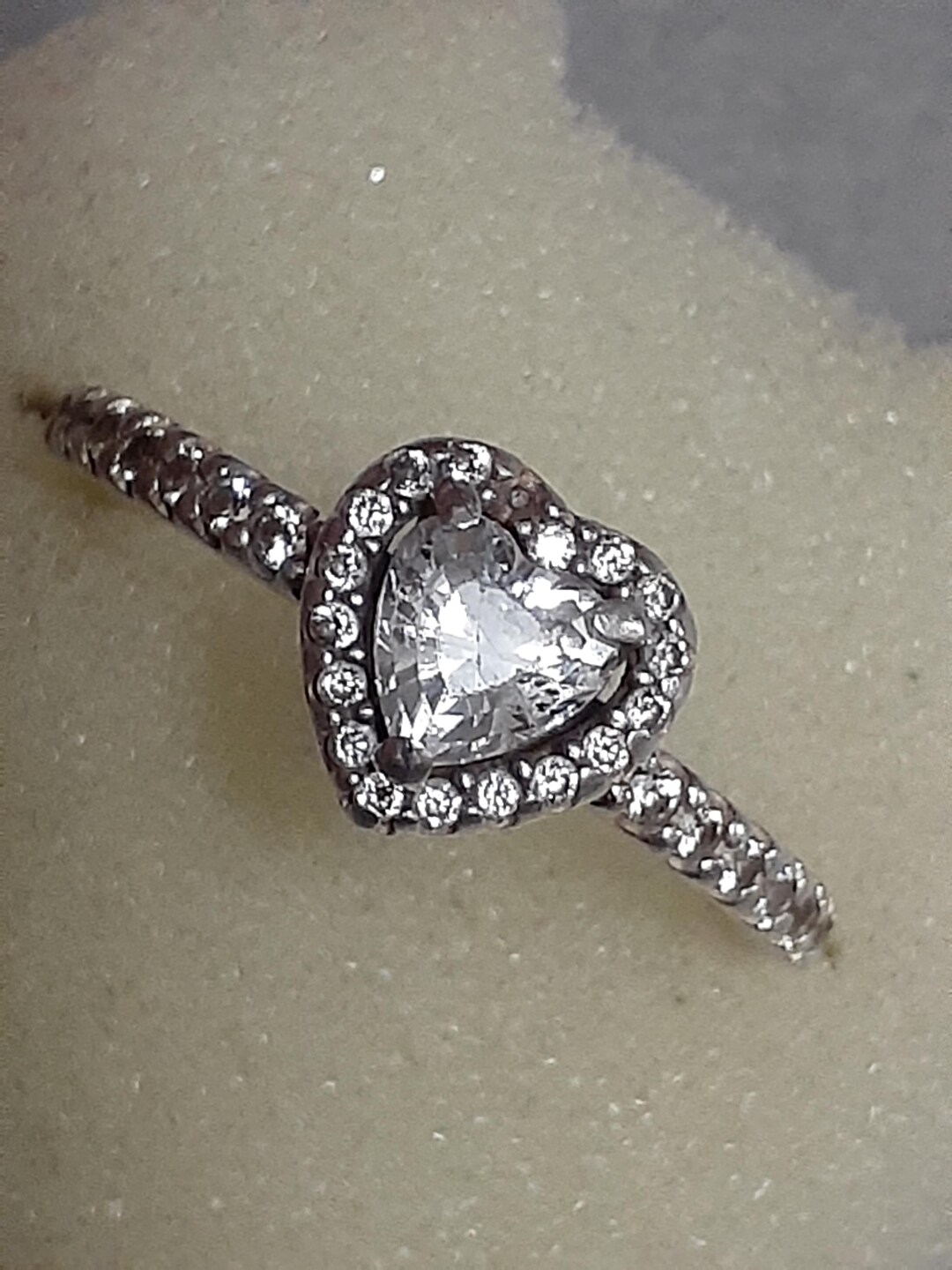 Pandora Elevated Hearts Ring, Cubic Zirconia Heart Halo Set Ring Size ...