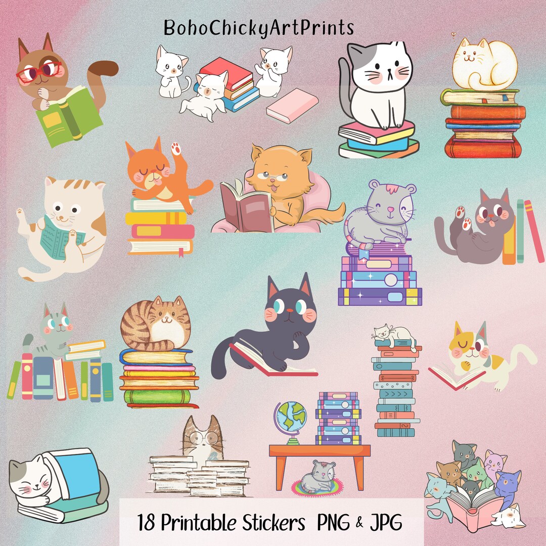 Cat Sticker Pack, Print and Cut Cat Stickers, Funny Cat Stickers ...