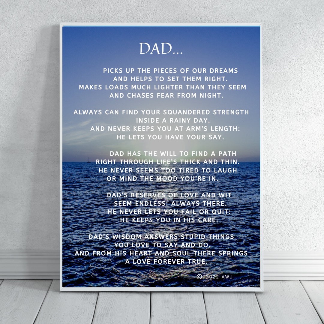 PERSONALIZED Poem for Dad, Dad Definition Poem, Dad Gift From Daughter ...