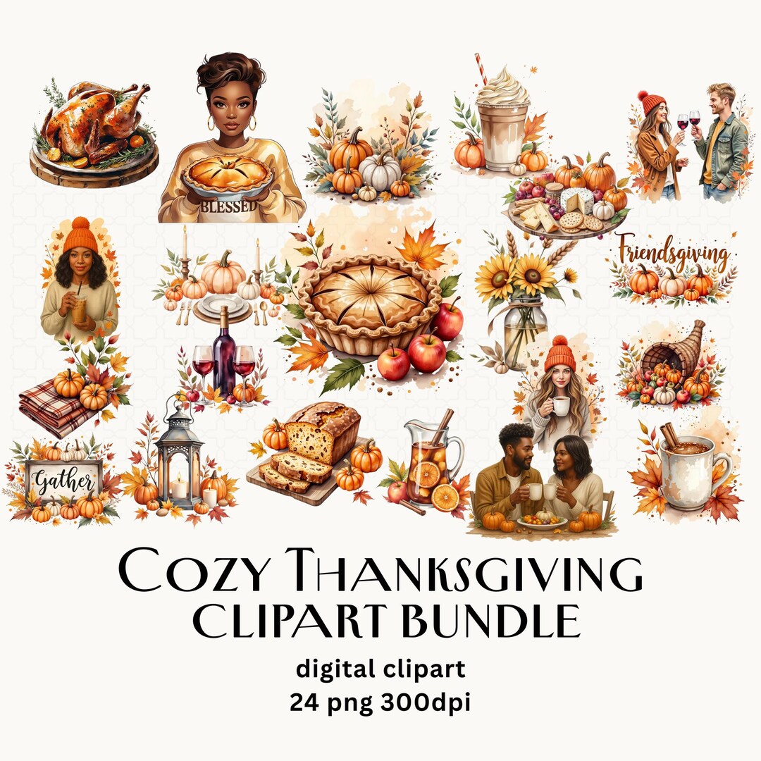 Thanksgiving Clipart Bundle: Cozy Fall Graphics (commercial Use ...