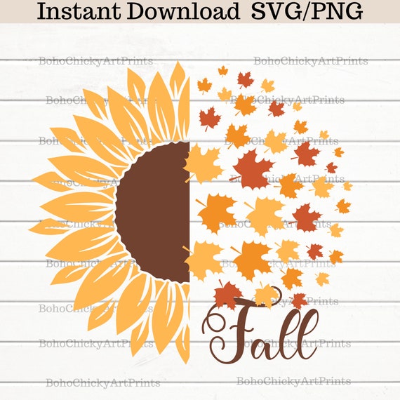 Sunflower SVG PNG Fall Leaves Clipart Instant Download SVG - Etsy