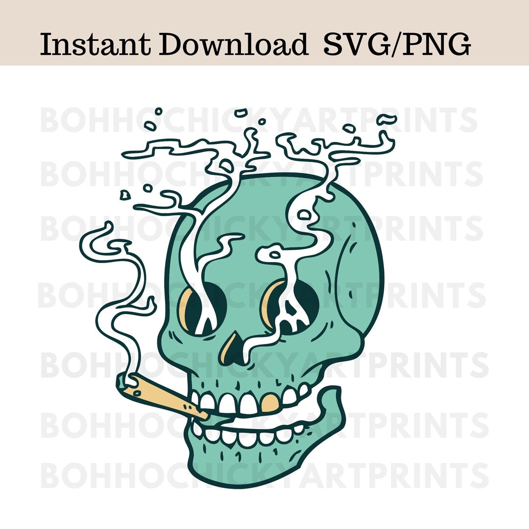 Smoking Skull SVG, Skull SVG File, PNG, Skull Smoking, Gothic Skull ...