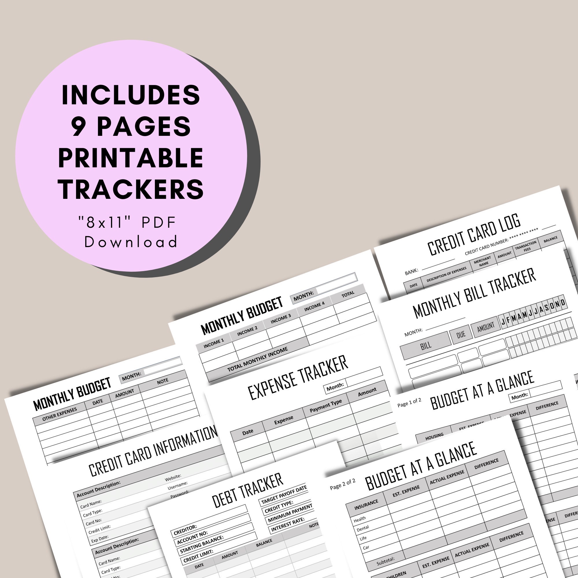 Expense Trackers Digital Download Expense Tracker Printable | Etsy