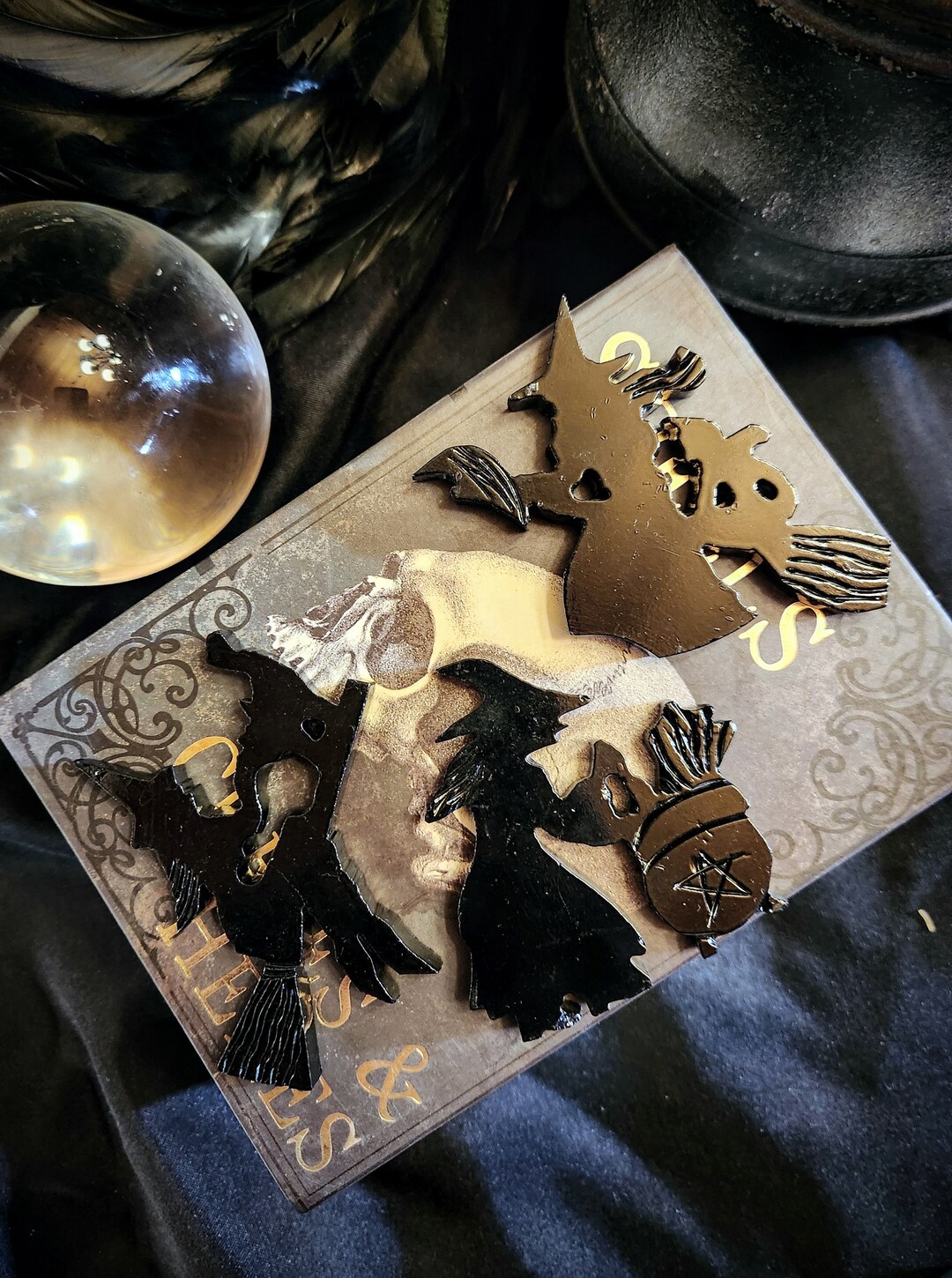 Black Jade Witch Carving Black Witch Witch Broom Halloween Forgotten ...