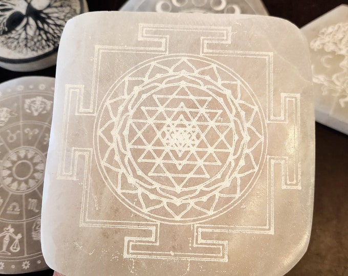 Sri Yantra Selenite Crystal Grid Selenite Charging Plate Forgotten ...