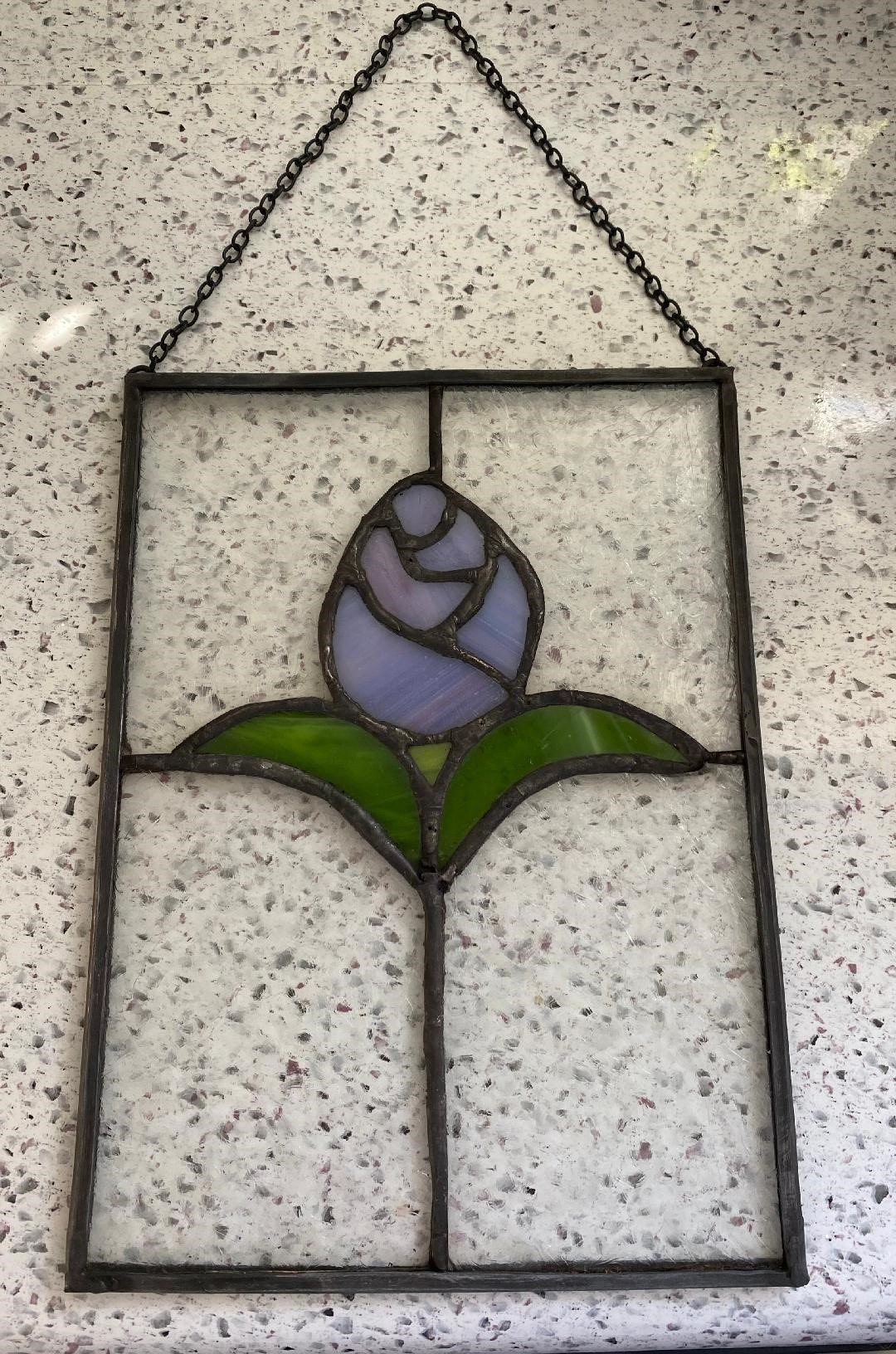 Rose Panel Stained Glass Suncatcher - Etsy