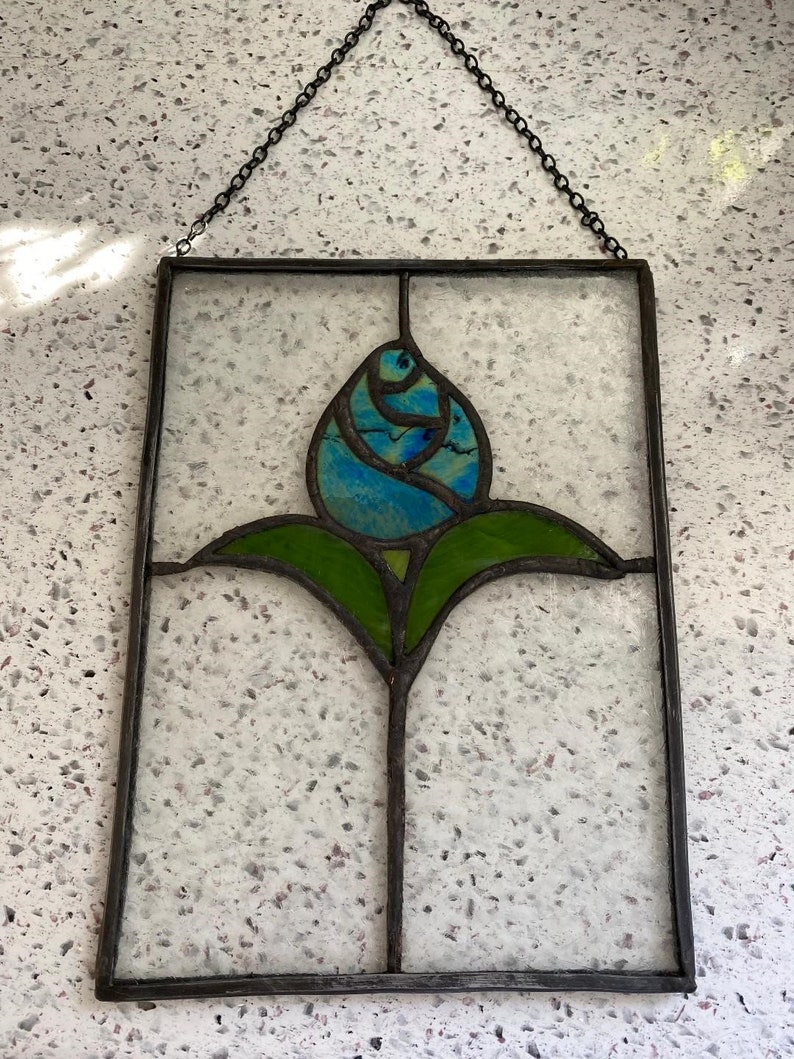 Rose Panel Stained Glass Suncatcher | Etsy