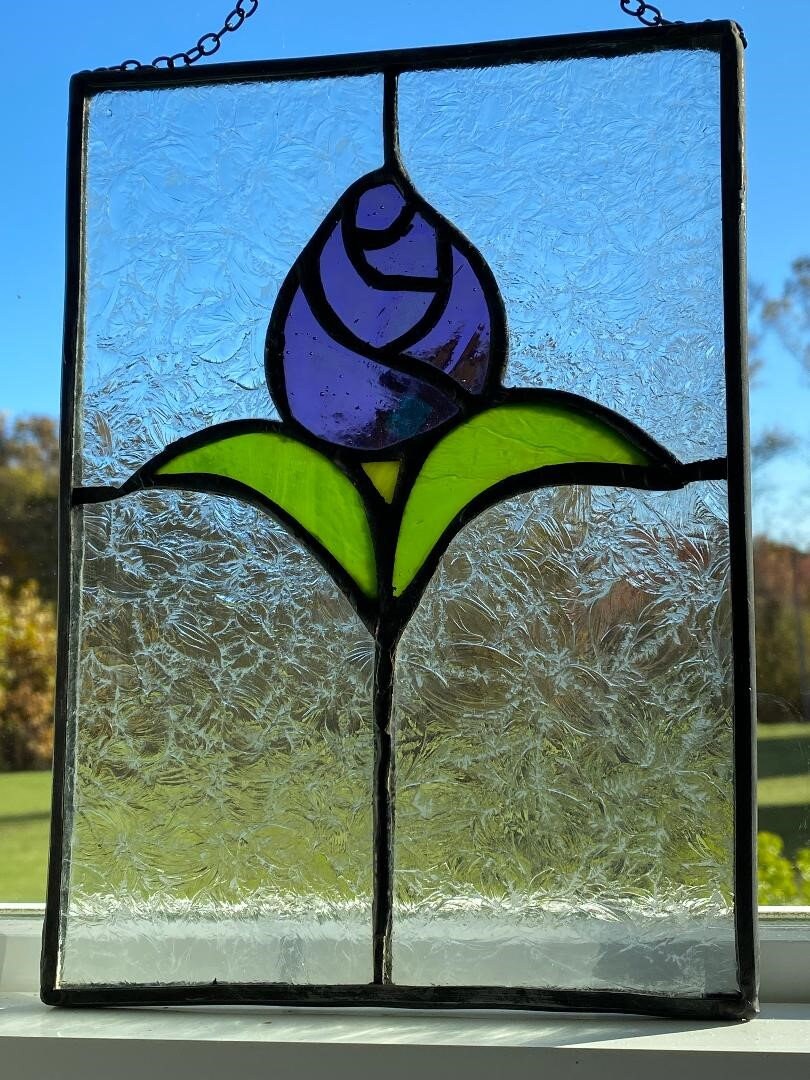 Rose Panel Stained Glass Suncatcher - Etsy