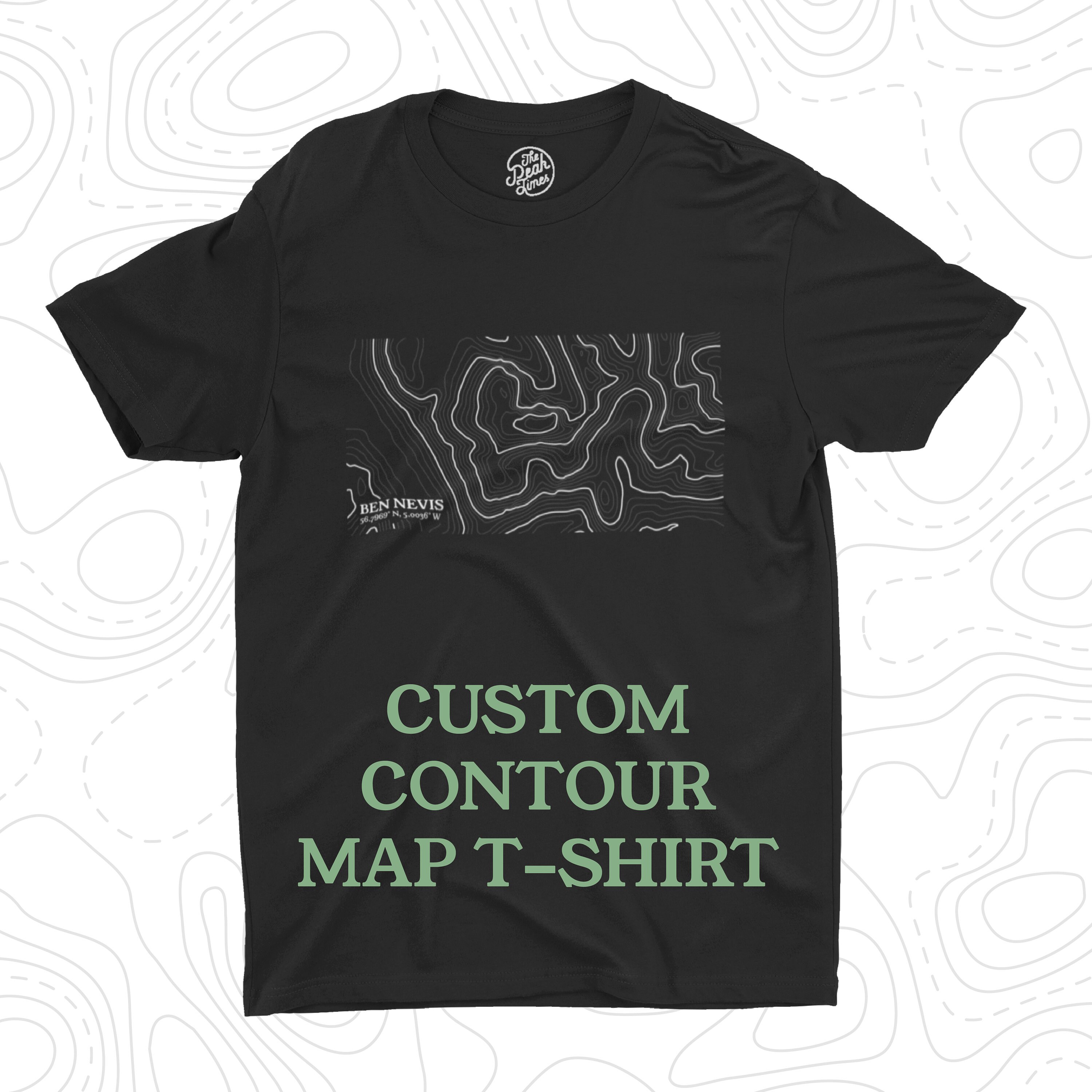 Custom Hiking T-shirt Outdoors Gift Contour Map Art Topographic ...