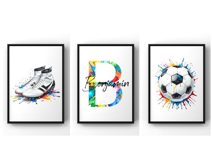 Personalised Set of 3 Soccer Wall Art Prints,boys & Girls Room Decor ...