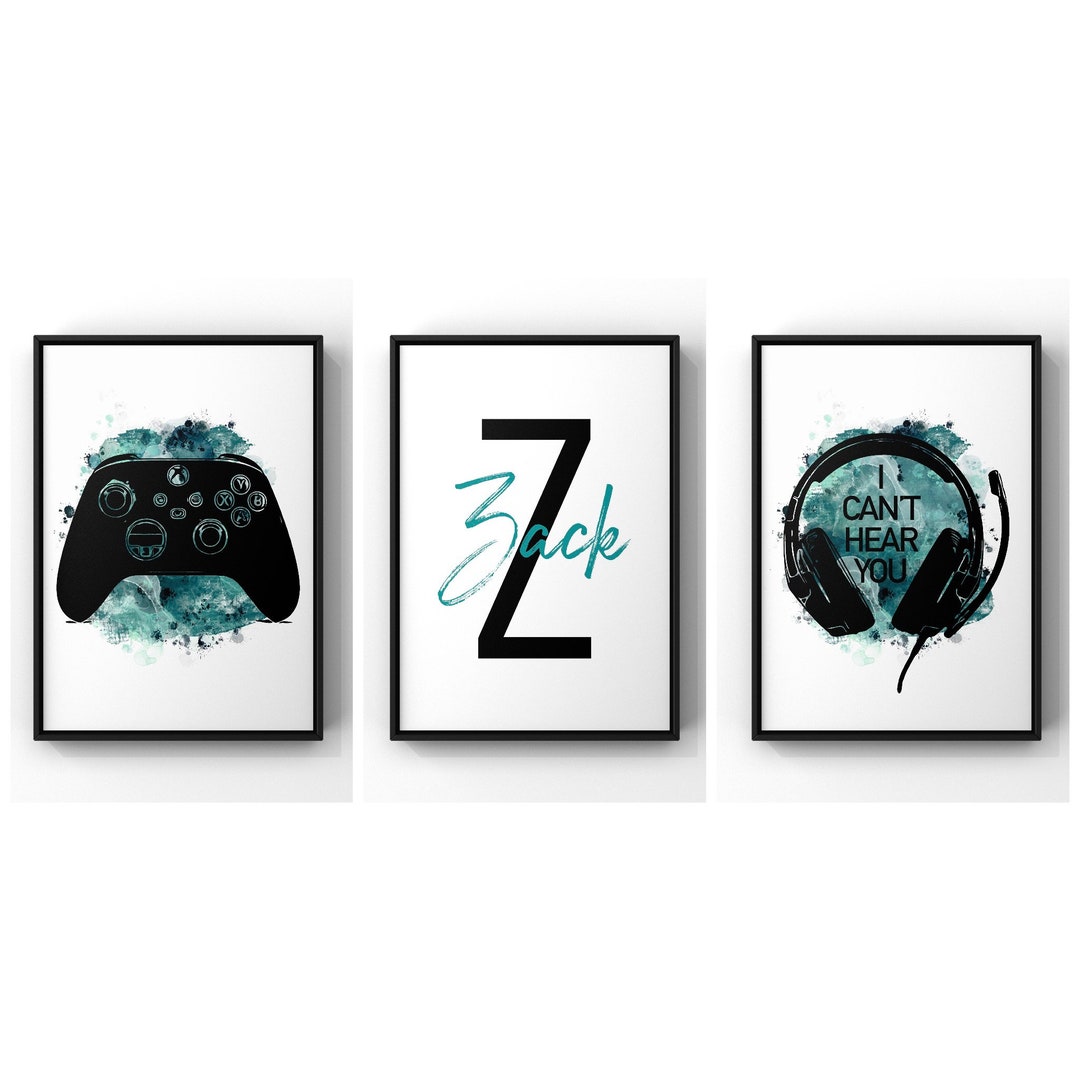 Gamer Poster, Personalised Games Room Wall Art, Set of 3 Gaming Prints ...