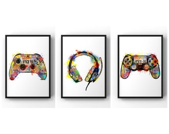Gaming Print, Gaming Poster Set, Gaming Wall Art Set of 3, Gaming Room ...