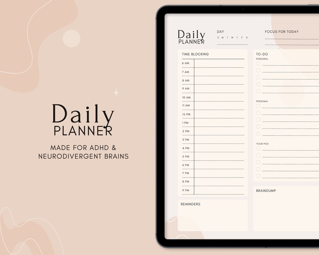 ADHD and Neurodivergent Daily Digital Planner for Ipad, Research-based ...