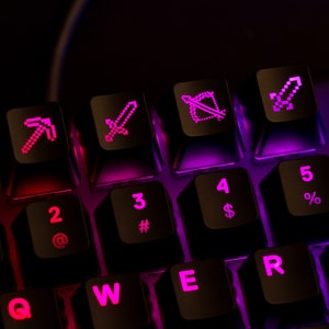 Minecraft Weapon Keycap Set, Artisan Keycaps, Custom Keys for Cherry MX ...
