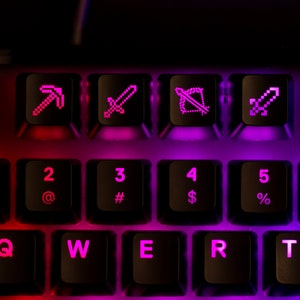 Minecraft Weapon Keycap Set, Artisan Keycaps, Custom Keys for Cherry MX ...