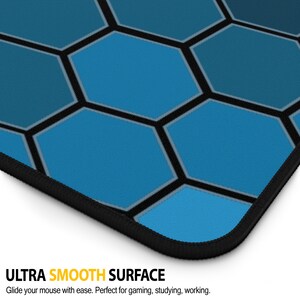 Blue Hexagonal Desk Mat, Gaming Mouse Pad, Stitched Edges, Christmas ...