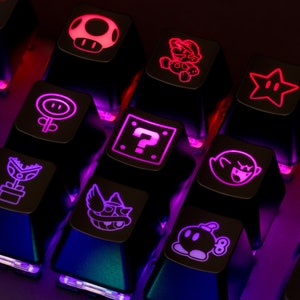 Mario Keycap Set Custom Keycaps Mechanical Keyboard Unique Gamer Gifts ...