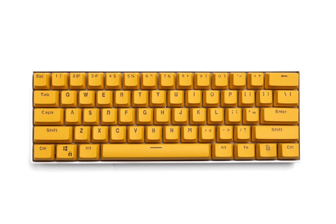 Yellow Keycap Set 104 Pc W/ Free Custom Keycap Backlit Doubleshot PBT ...