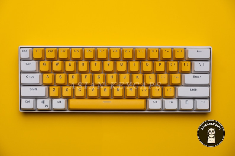 Yellow & White Keycap Set 104 Pc W/ Free Custom Keycap - Etsy