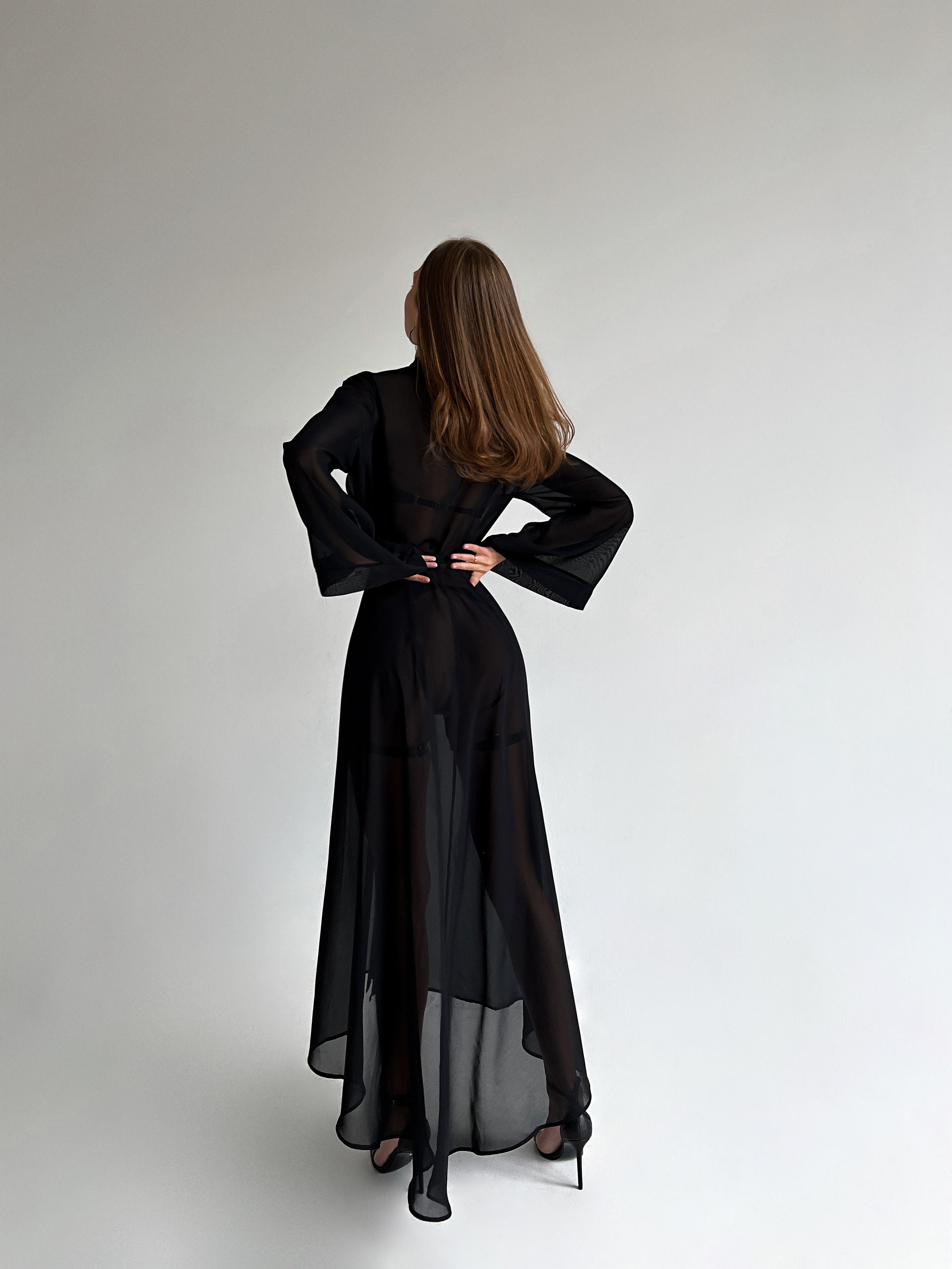 Boudoir Transparent Maxi Robe Robes for Women Sheer Chiffon Robes - Etsy