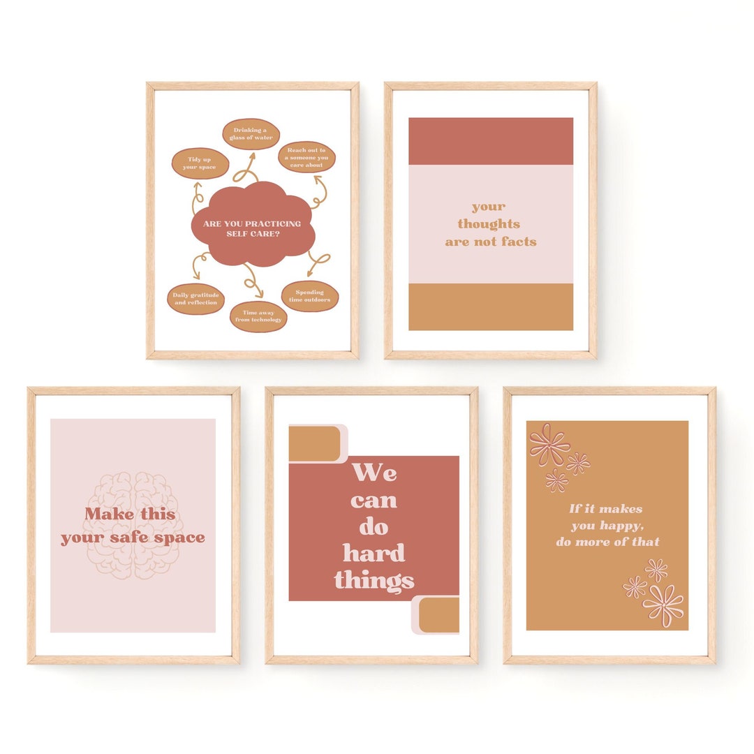 Mental Health Inspo for Therapy Office Wall Decor Set of 5 - Etsy
