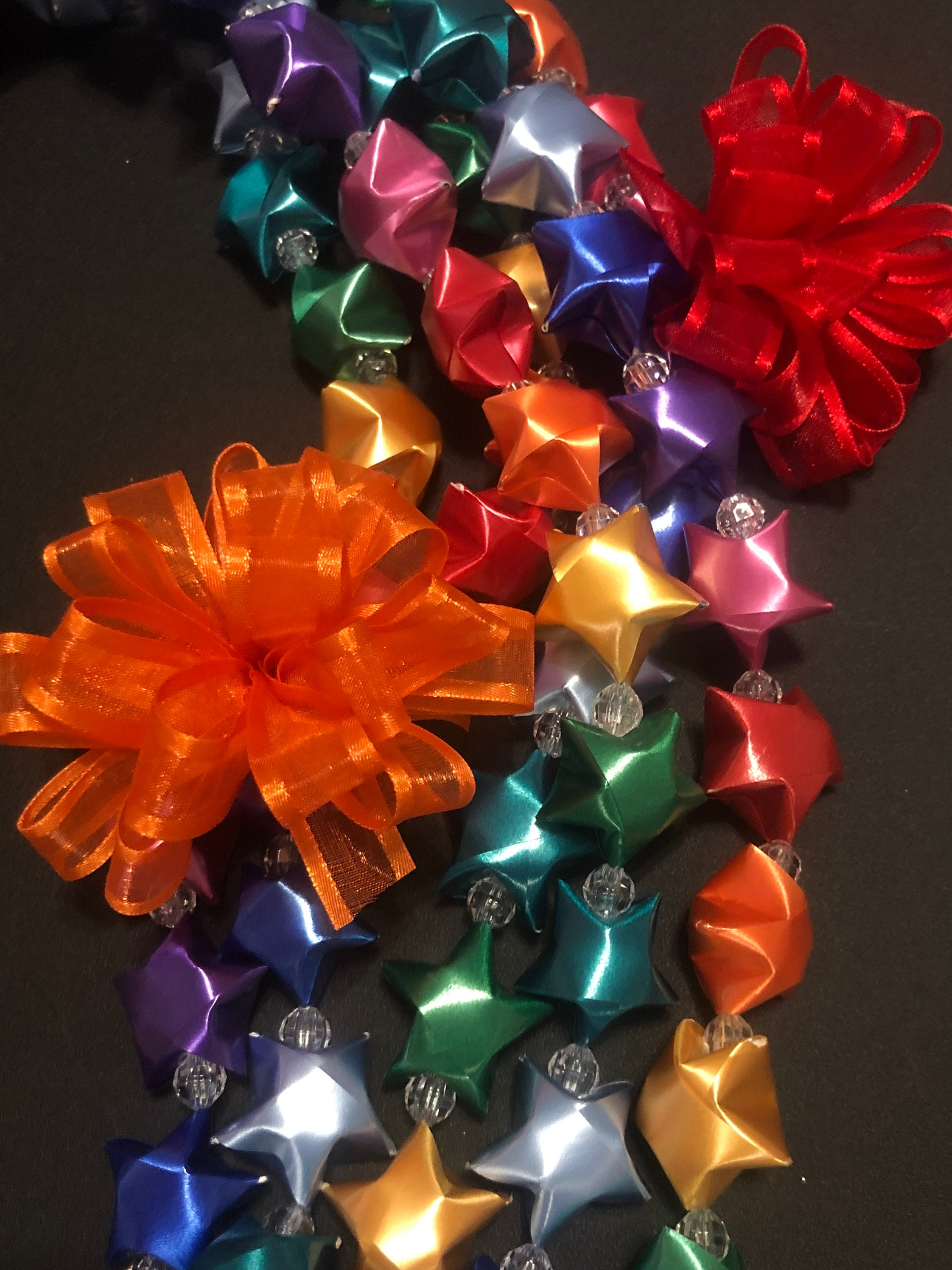 Rainbow Origami Star Lei Garland for Graduation Colorful - Etsy