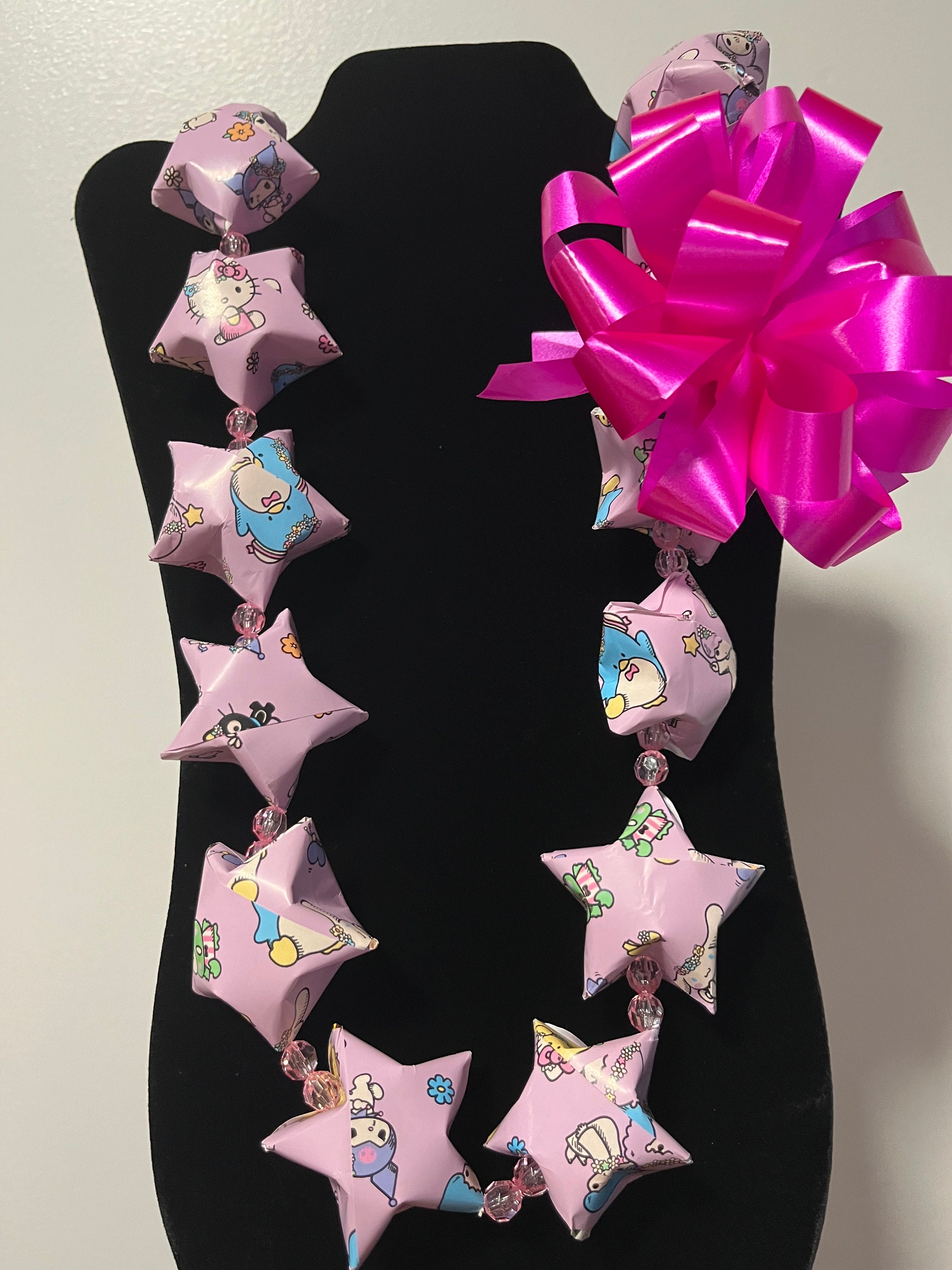 Pink Hello Kitty and Friends Graduation Lei With Pink Beads Star Lei - Etsy