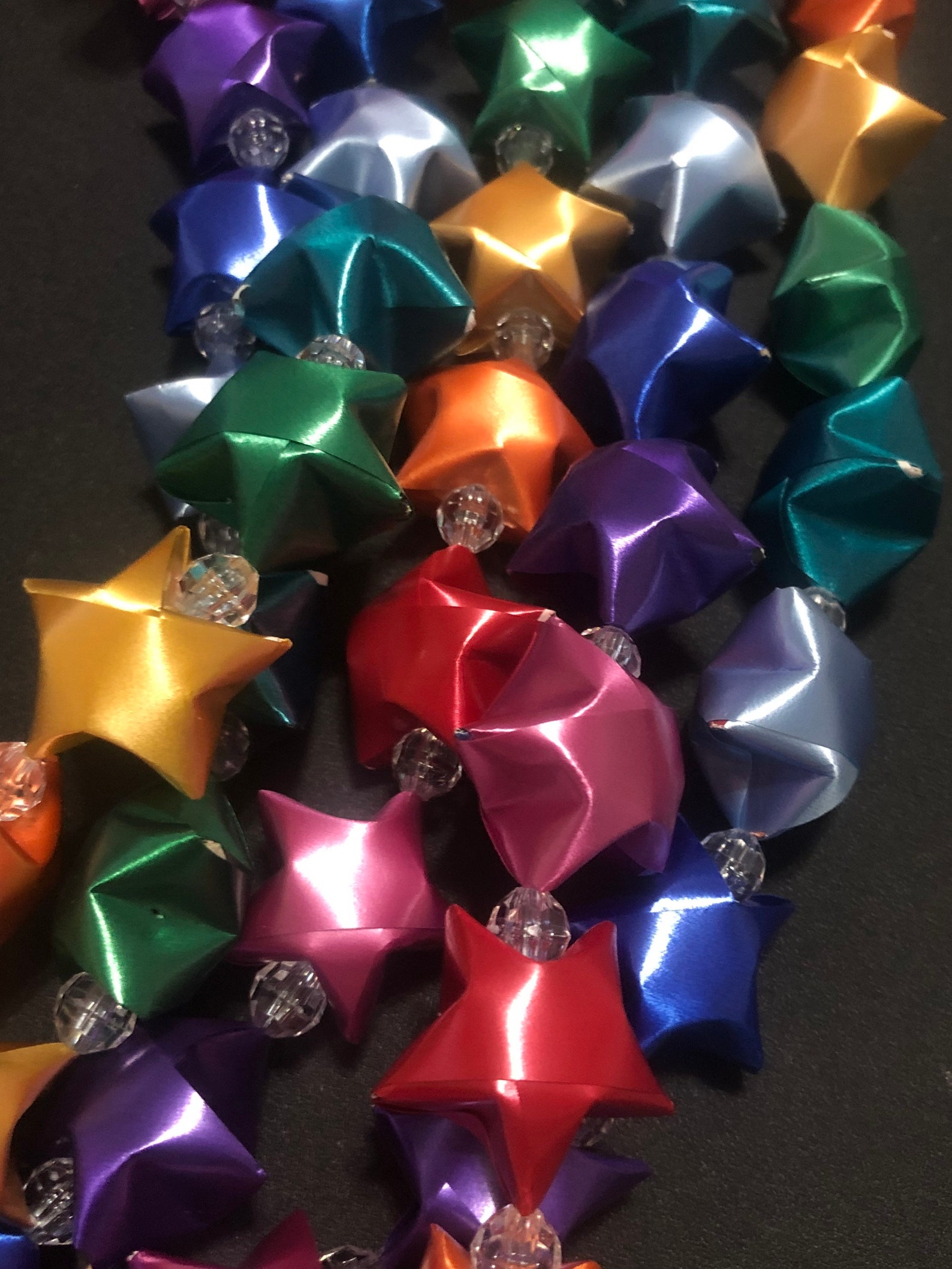 Rainbow Origami Star Lei Garland for Graduation Colorful - Etsy