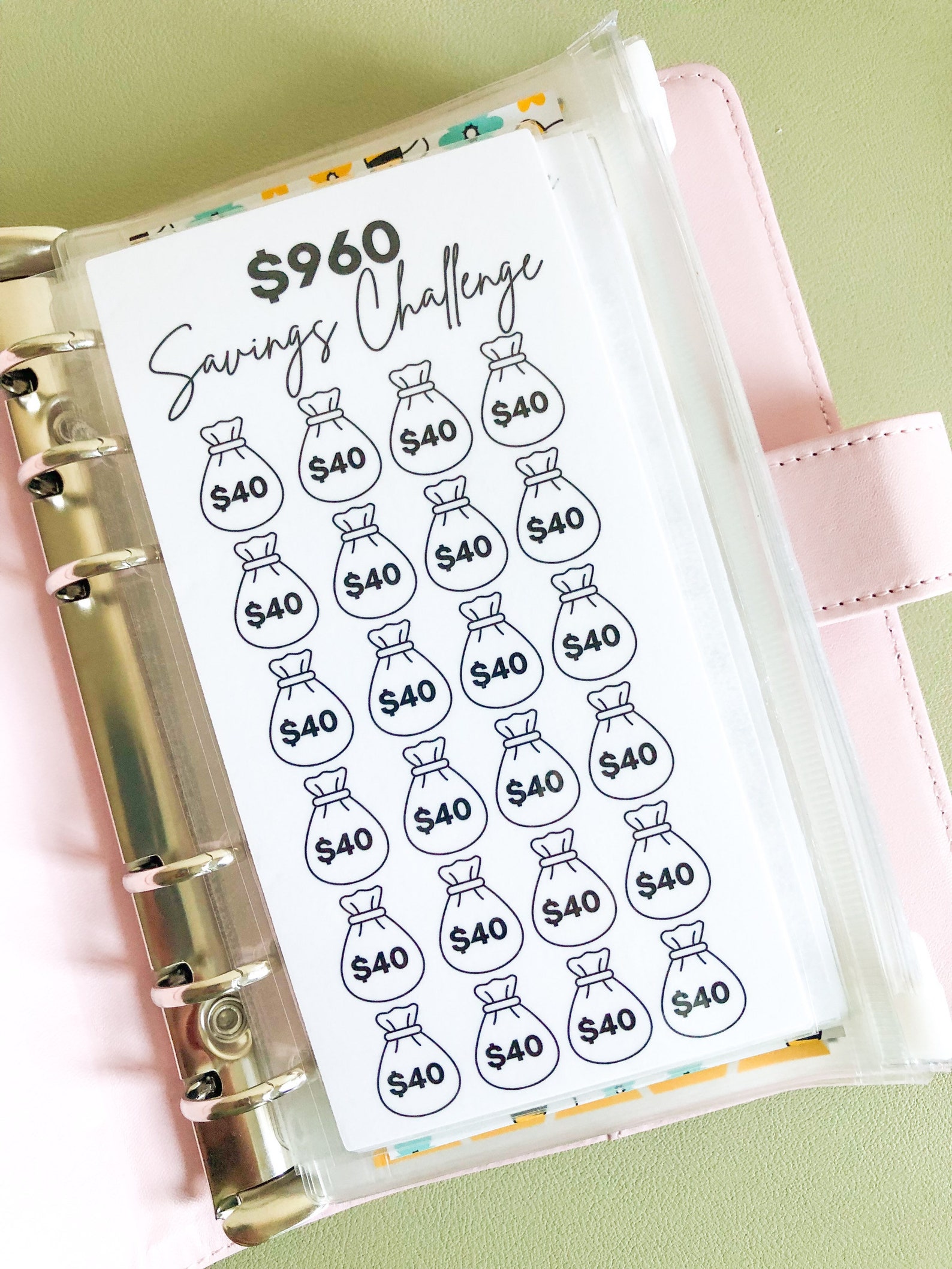 A6 5 to 40 Dollars Savings Challenge Dashboard Divider - Etsy