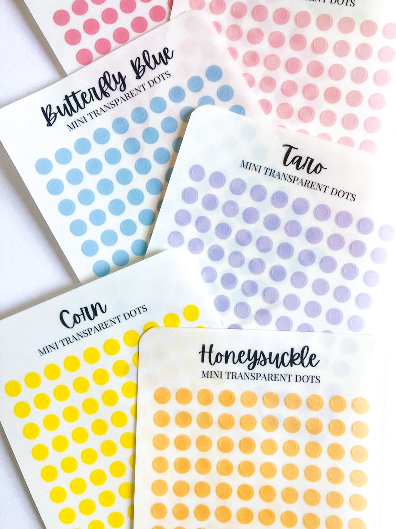 Mini Semi Transparent Dot Stickers | Multi Color Sticker Sheet ...