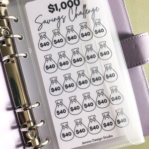 1K Savings Challenge Dashboard With Cash Envelope A6 Budget Binder ...