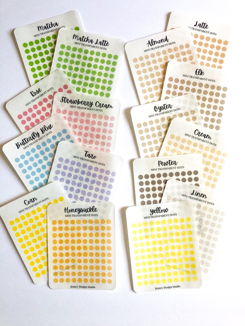 Mini Semi Transparent Dot Stickers | Multi Color Sticker Sheet ...