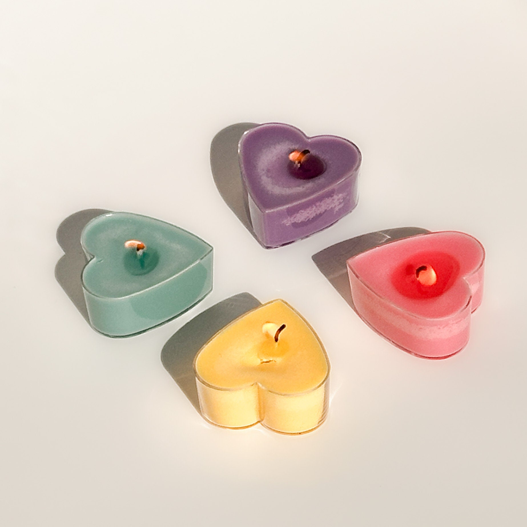 HEART SHAPED Tealights Candles Valentine's Day Gift Set of 4 Home Decor ...