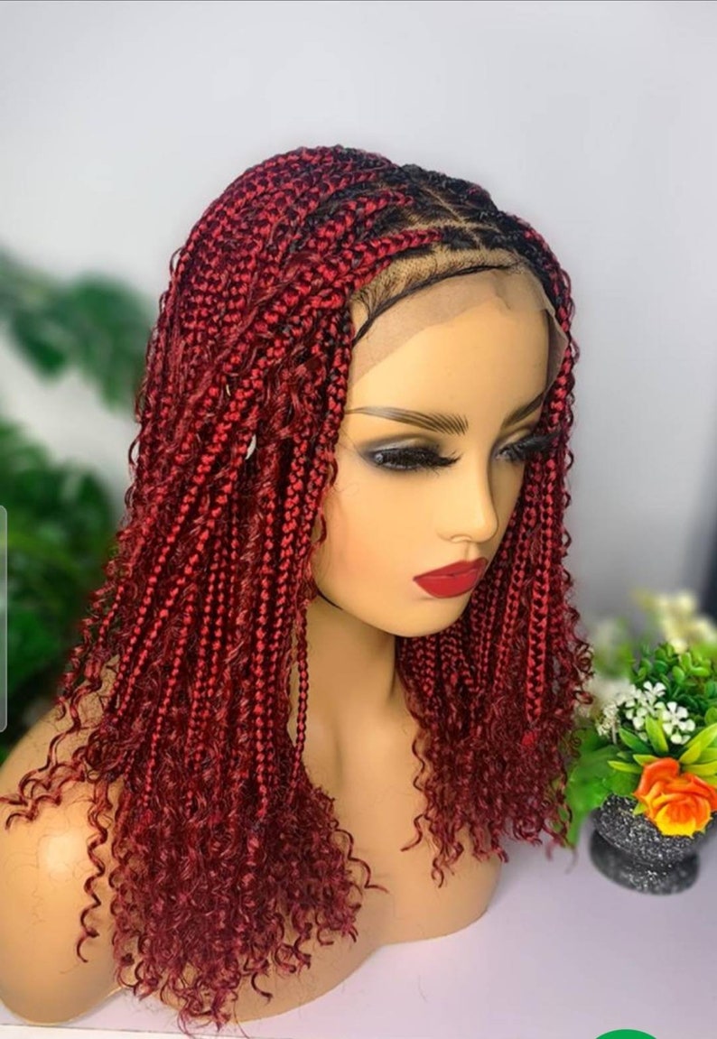 Knotless Goddess Bob Wig Braided Wigboho Braids Bohemian Etsy