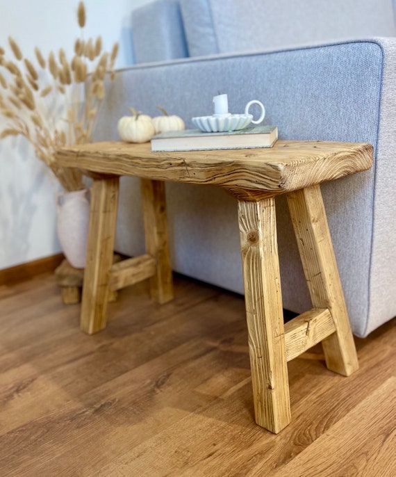 Rustic Stool Antique Small Bench Wooden Boho Side Table Small Table Rustic XL Size Etsy