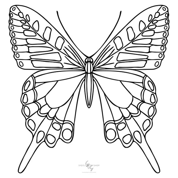 Butterfly Coloring Book 5 Pages Adults Kids Anxiety - Etsy