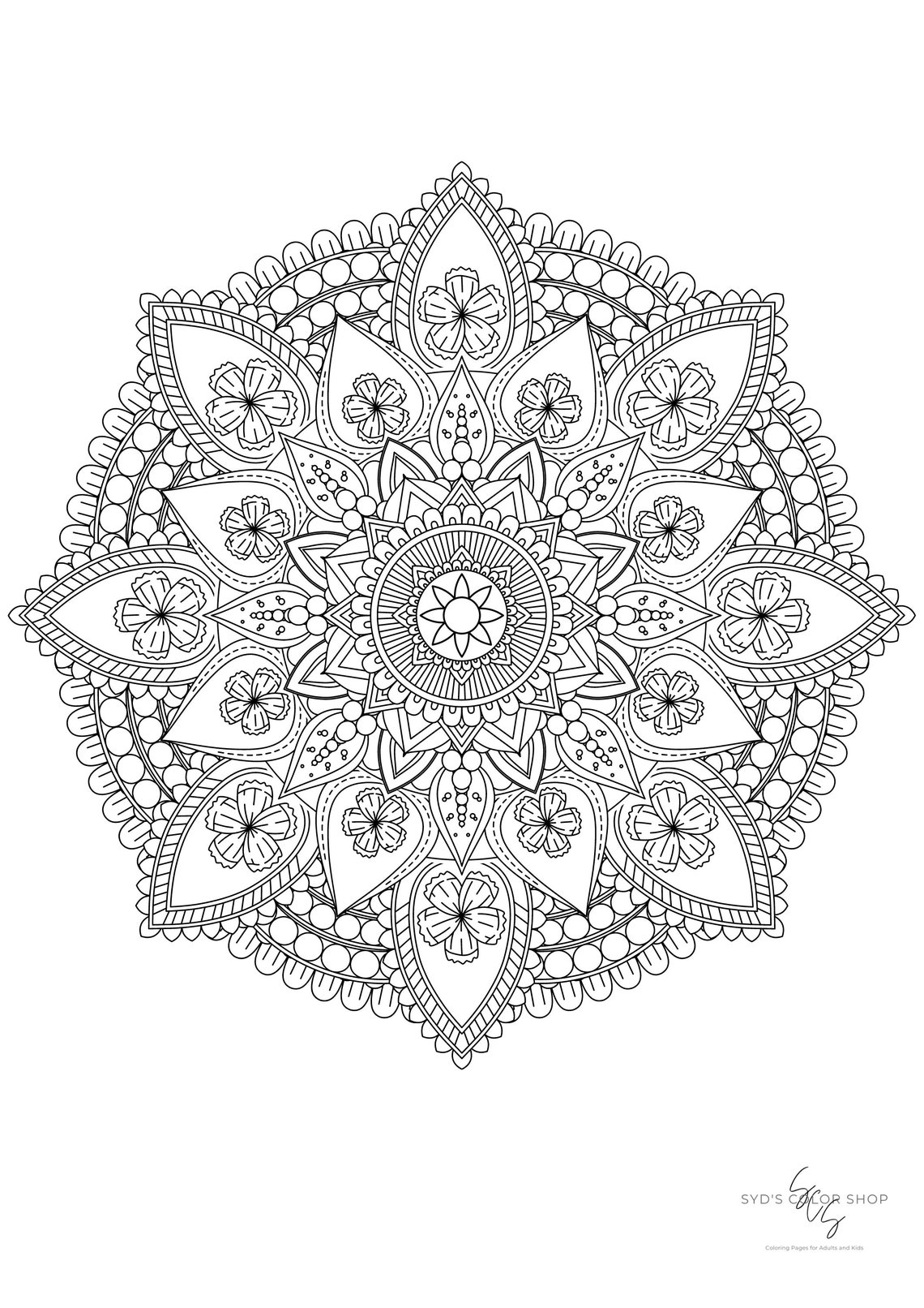 8-point Mandala Coloring Sheet | Adults | Kids | Anxiety - Etsy