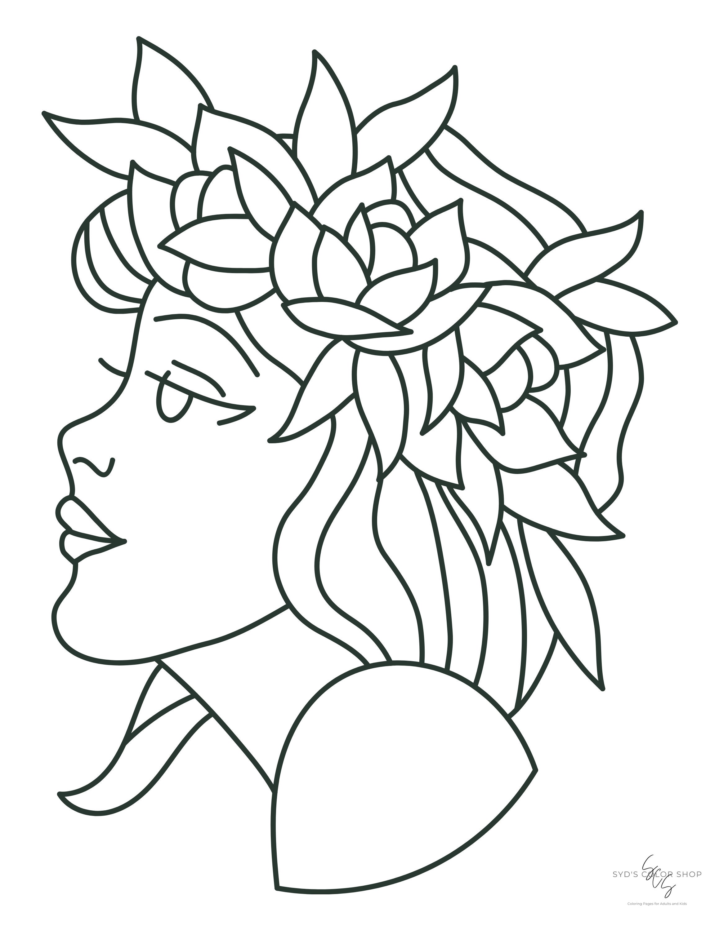 Flower Crown Coloring Page | Adults | Kids | Anxiety - Etsy