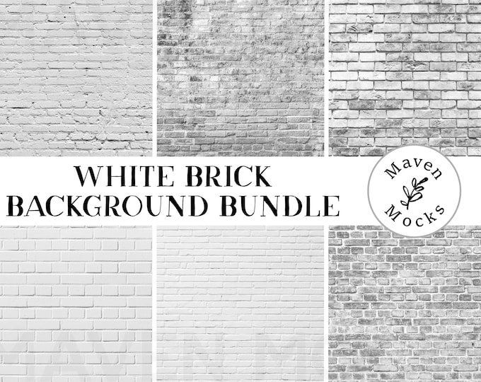 6 White Brick Backgrounds / Backdrop / Paper / Brick Wall Product Photo ...