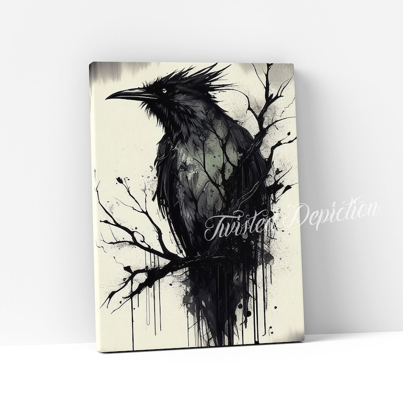 GOTHIC CROW, Crow Painting, Crow Wall Art. Framed Fine Art, Canvas, or ...