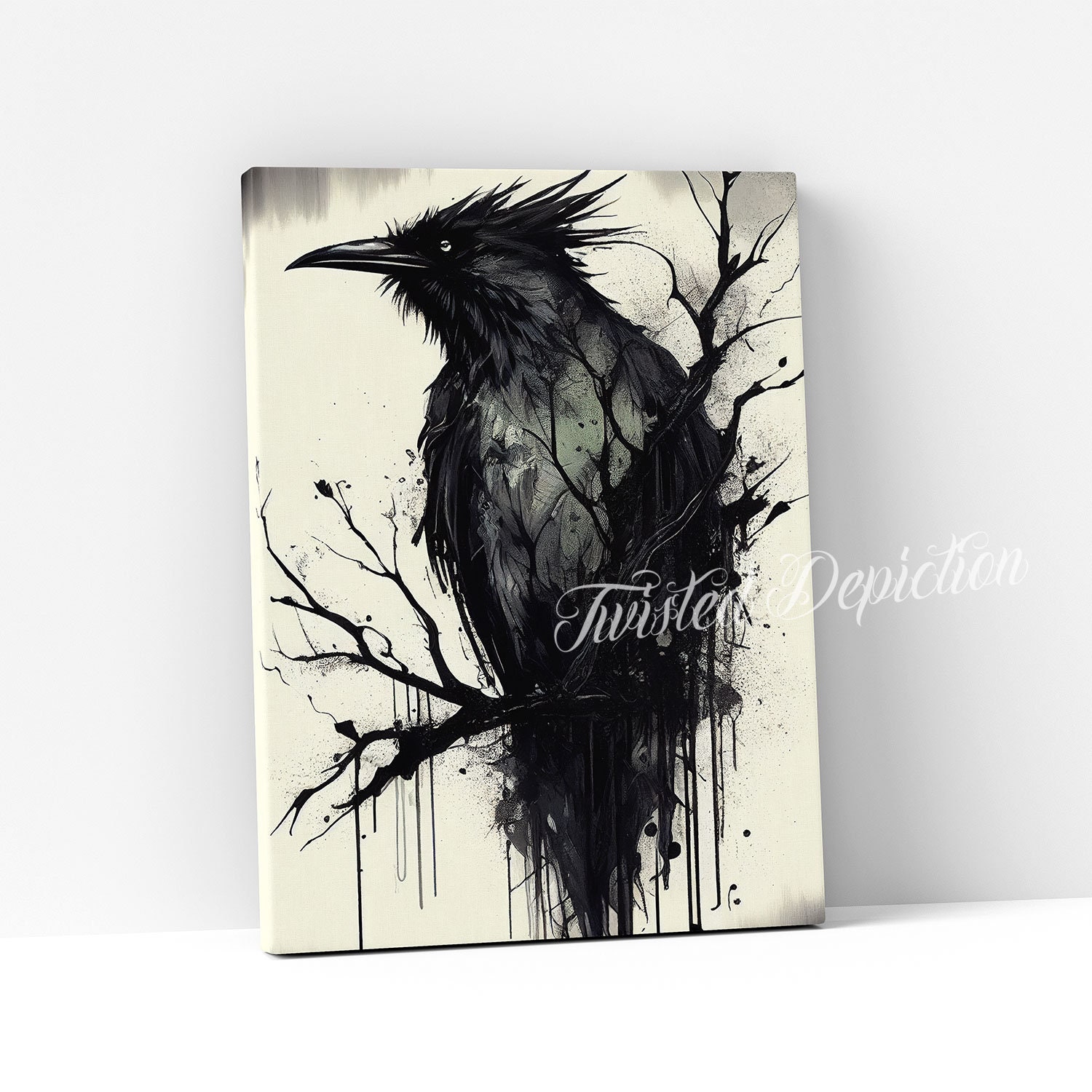 GOTHIC CROW, Crow Painting, Crow Wall Art. Framed Fine Art, Canvas, or ...