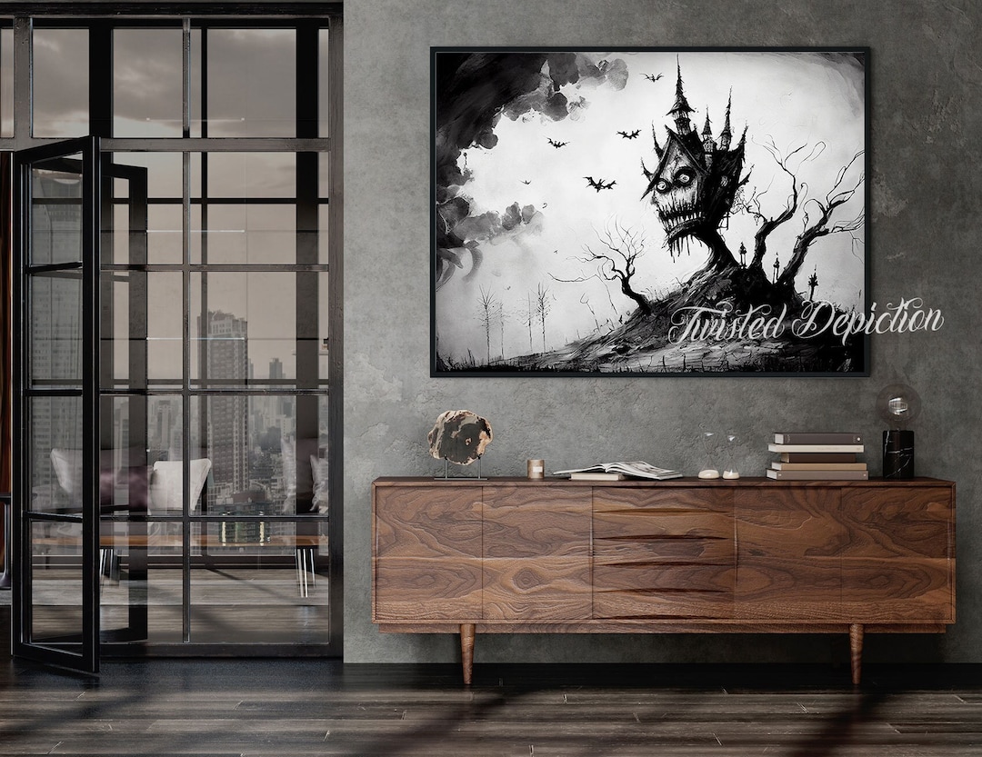 CORRUPT CABIN, Gothic Landscape Art, Horror Art, Creepy Art. Framed ...