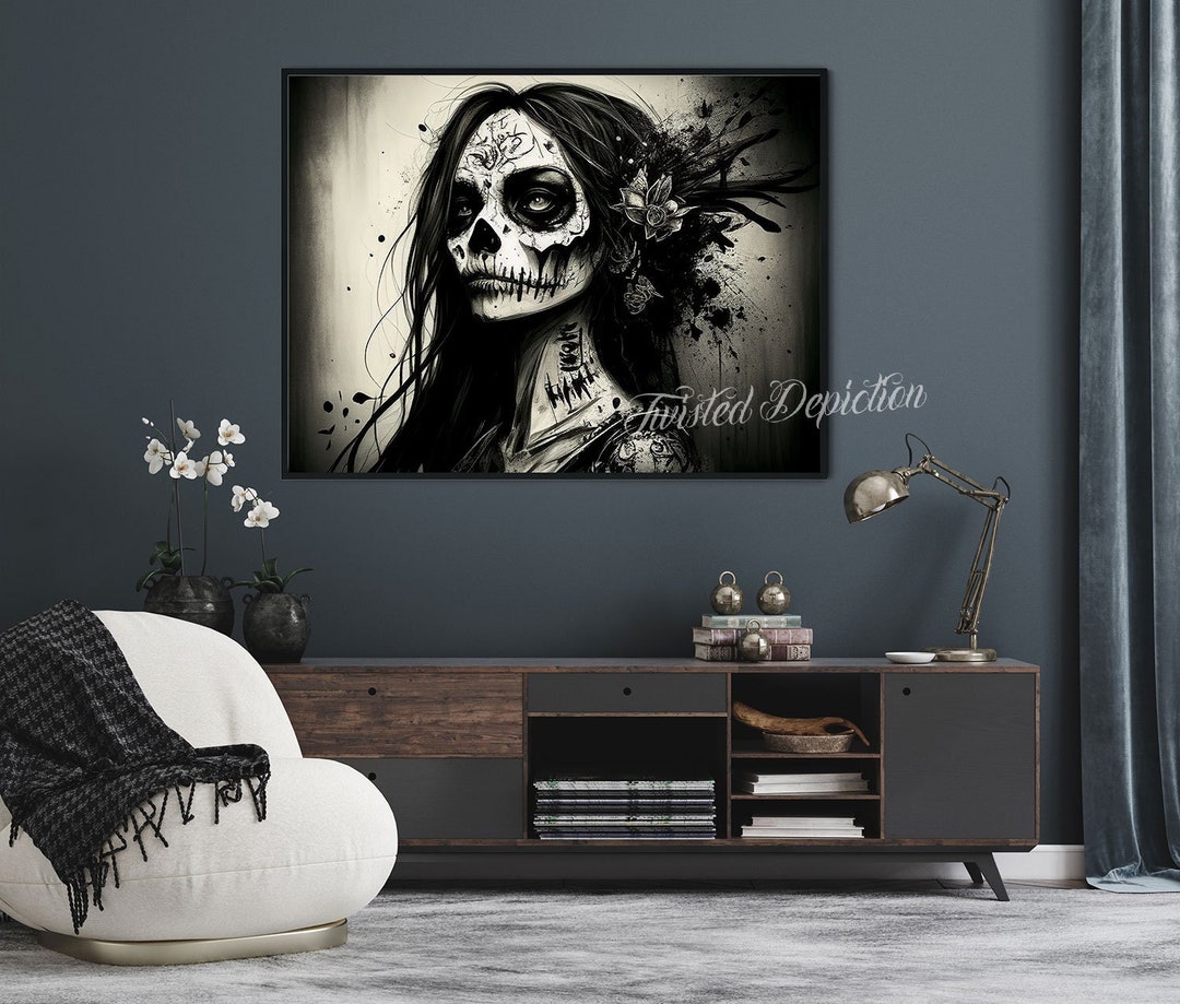 DOTD Painted Death Girl 8, Sugar Skull Art, Día De Los Muertos. Framed ...
