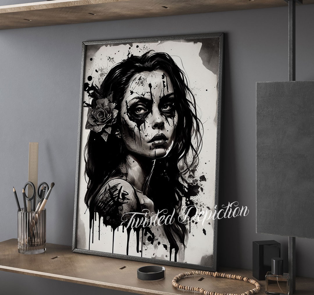 DOTD Painted Death Girl 1, Sugar Skull Art, Día De Los Muertos. Framed ...