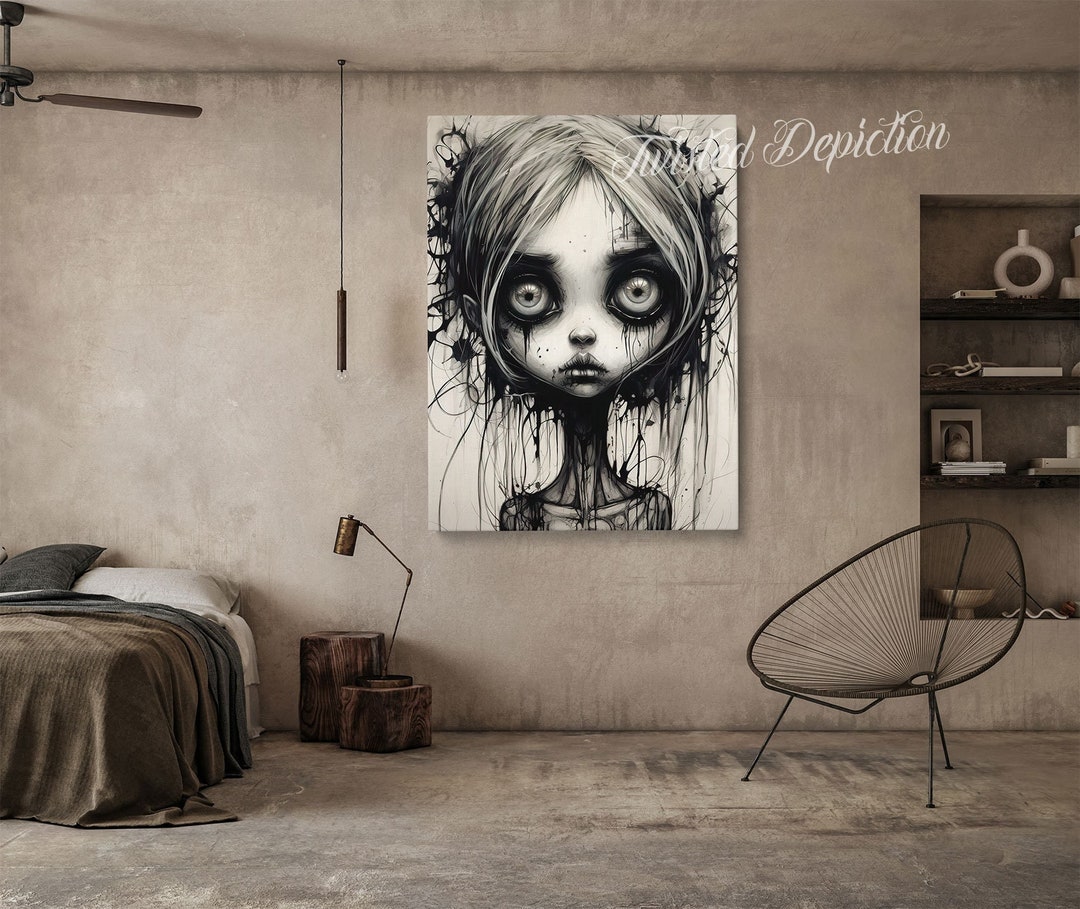 HEINOUS HEIDI Painting, Creepy Wall Art . Framed Fine Art, Canvas, or ...