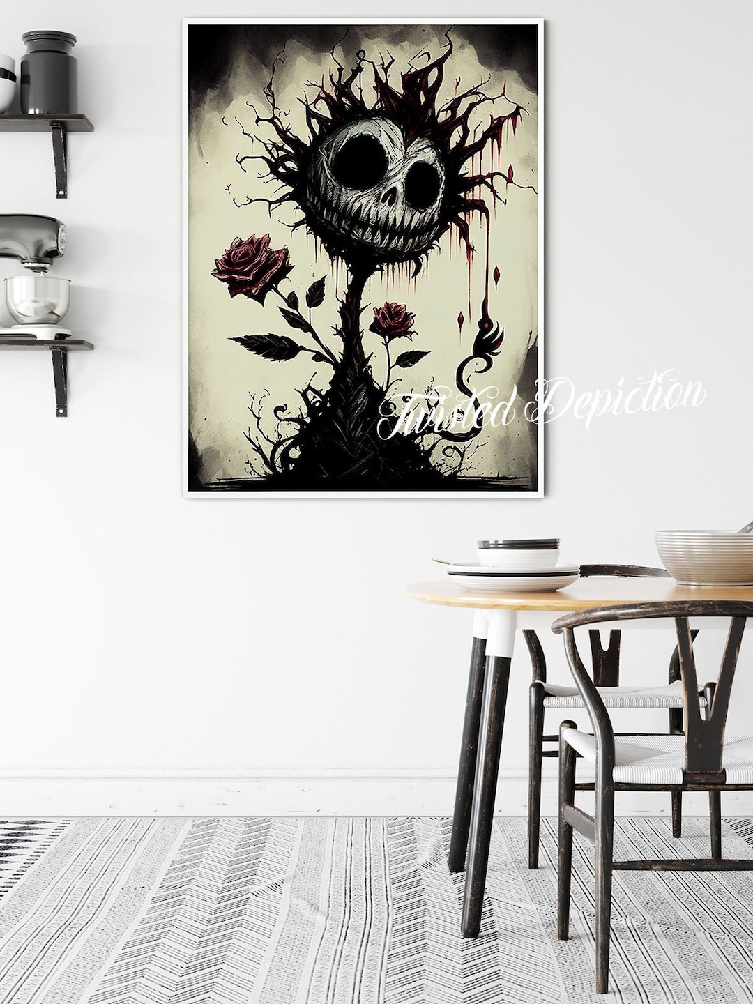 Gothic Floral Dark Art Print: Horror Flower Painting. Dark World - Etsy