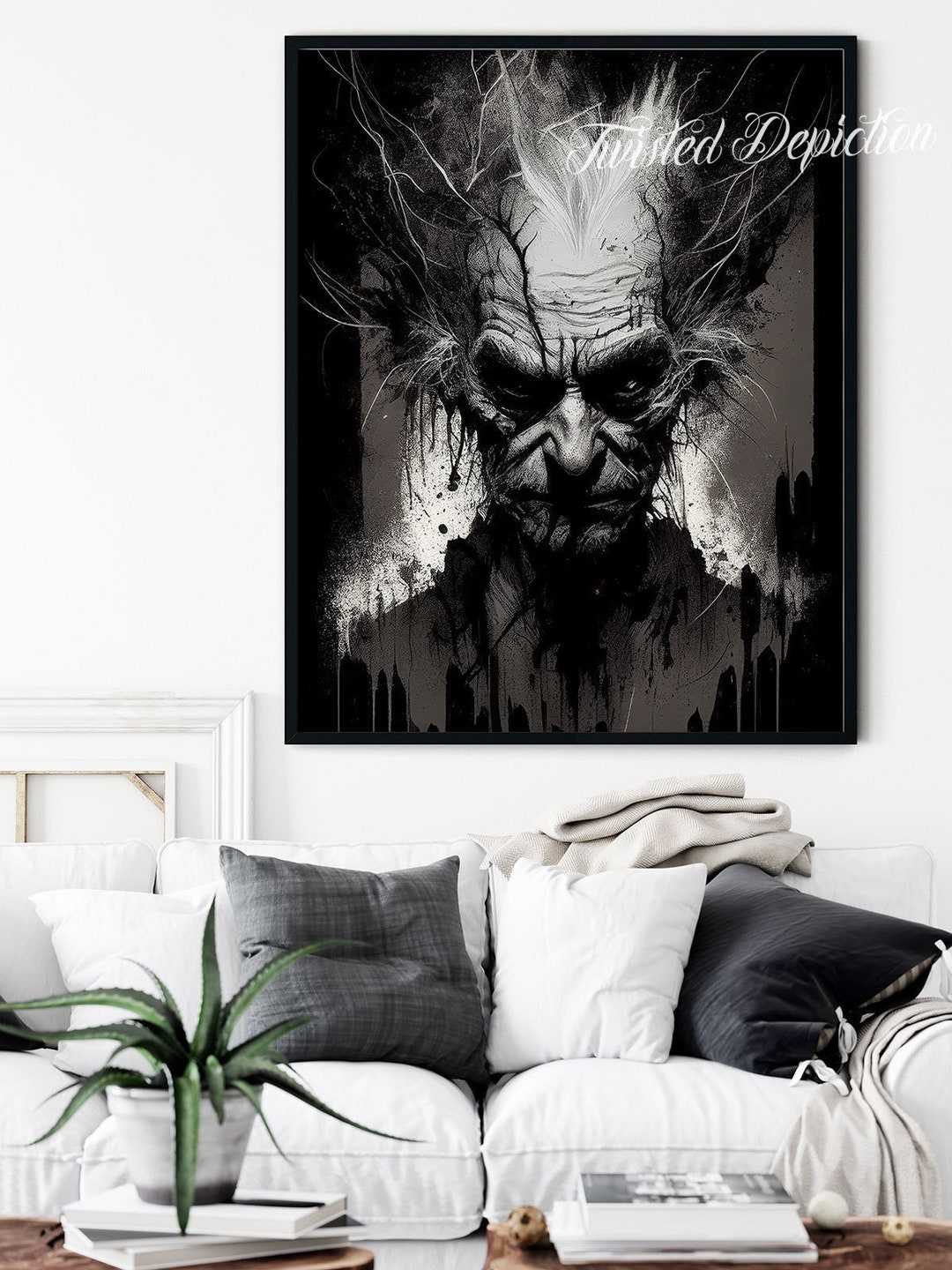 CHAOS Creepy Old Man, Grunge Art, Horror Art, Modern Art. Framed Fine ...