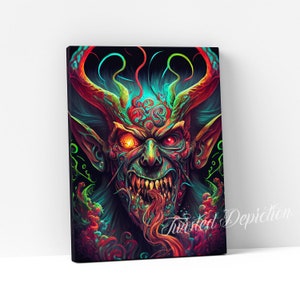 PSYCHEDELIC DEMON, Psychedelic Dark Art. Framed Fine Art, Canvas, or ...