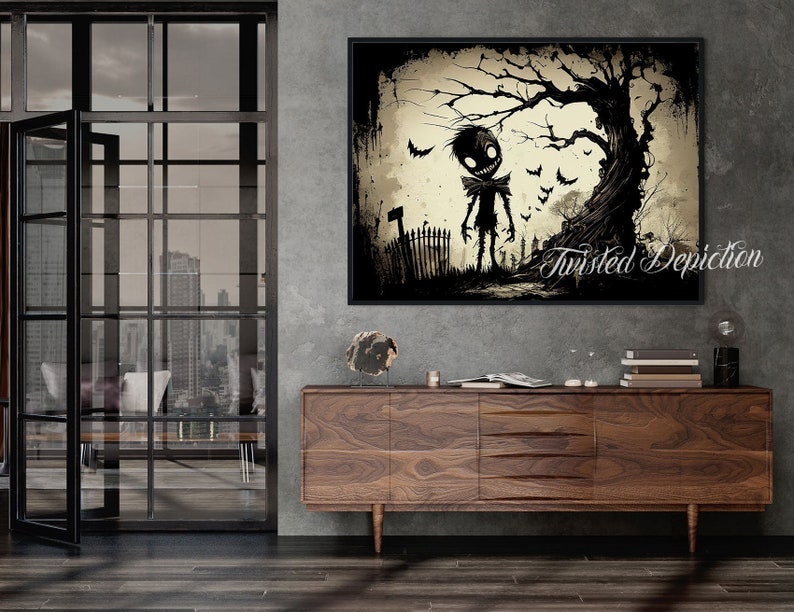 CEMETERY GATEKEEPER Gothic Landscape Art Horror Art Creepy - Etsy