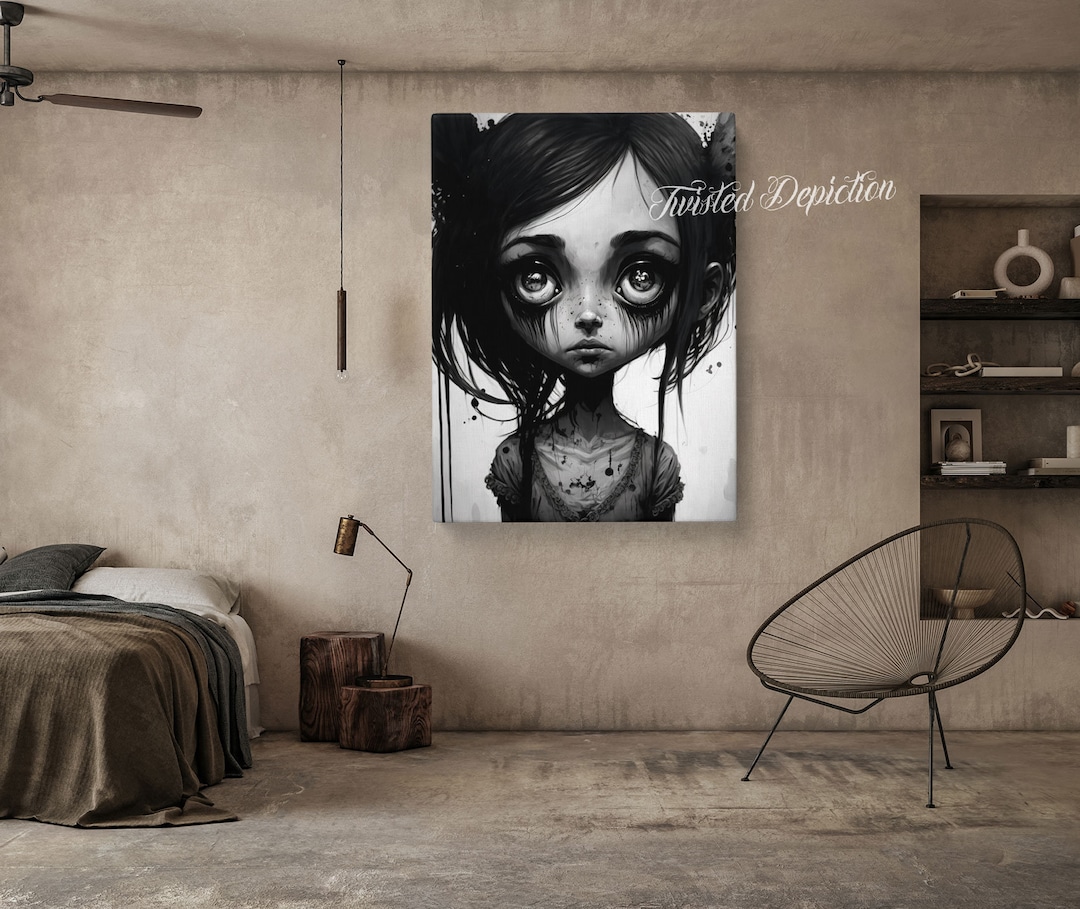 AGONY ADELINE Painting, Creepy Wall Art . Framed Fine Art, Canvas, or ...